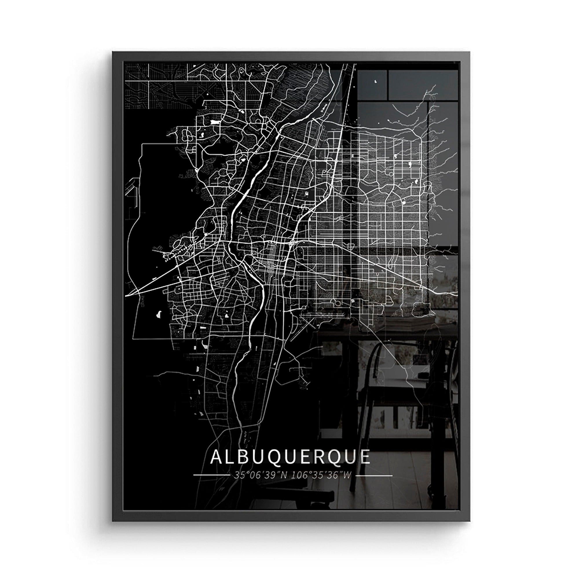 Albuquerque City Map Canvas Print, Framed Wall Art Poster