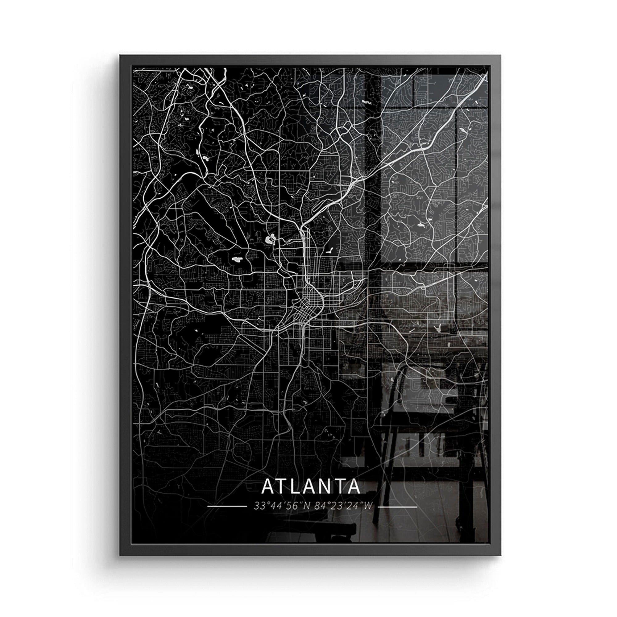 Art mural carte d'Atlanta | Tableau toile plan de ville | Canvas4wall