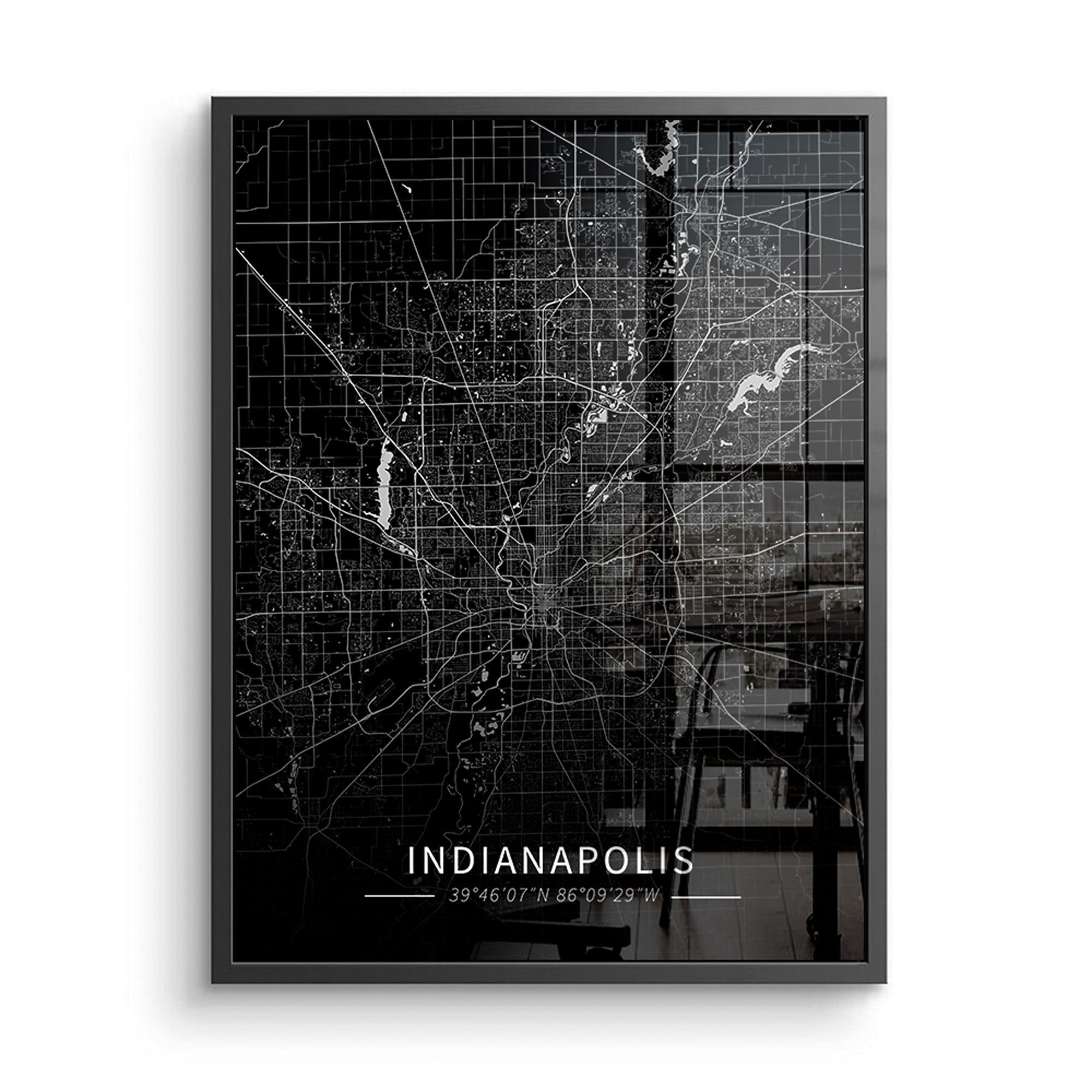 Tableau toile plan Indianapolis | Carte murale moderne | Canvas4wall