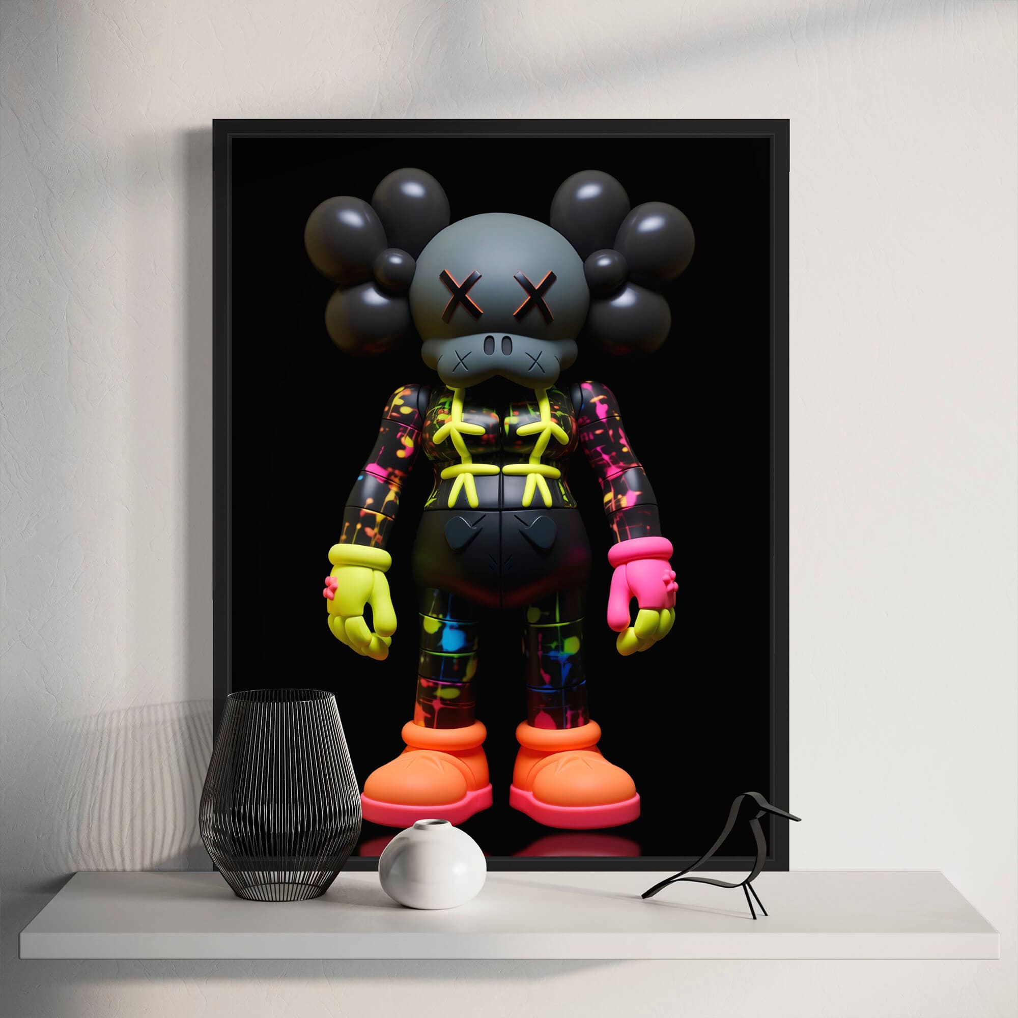 Neon Kaws №12 Canvas Print, Kaws Wall Art