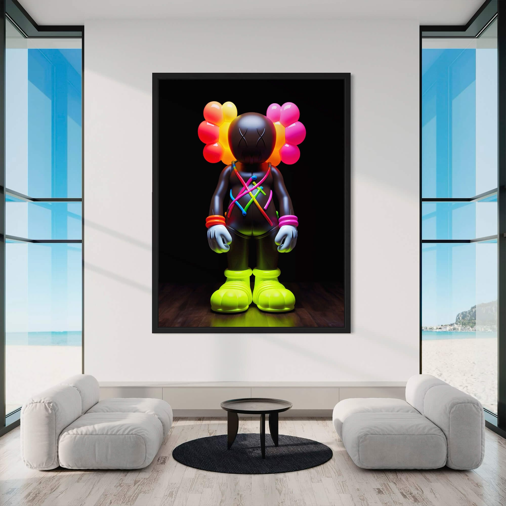 Neon Kaws №5 Canvas Print, Kaws Wall Art