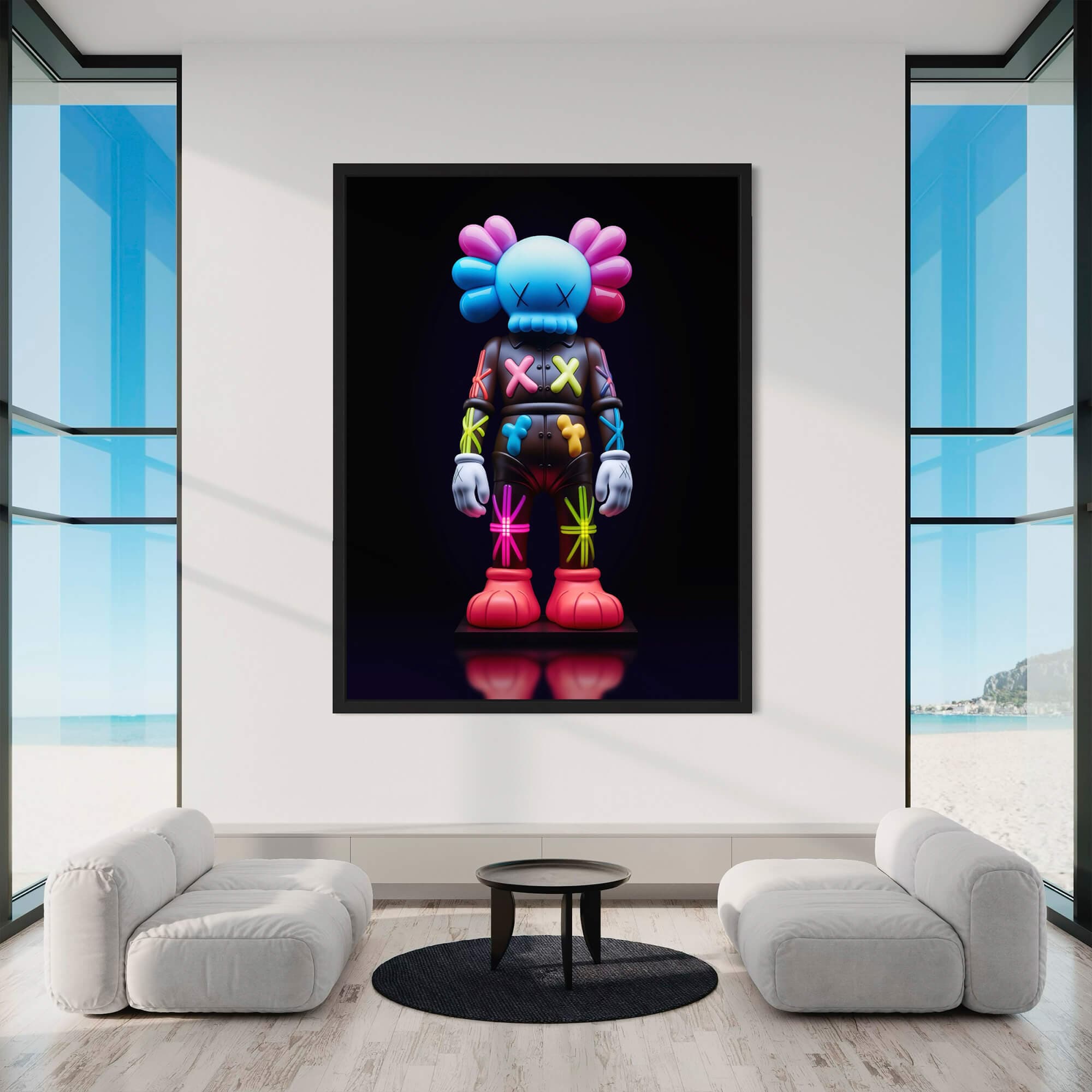 Neon Kaws №6 Canvas Print, Kaws Wall Art