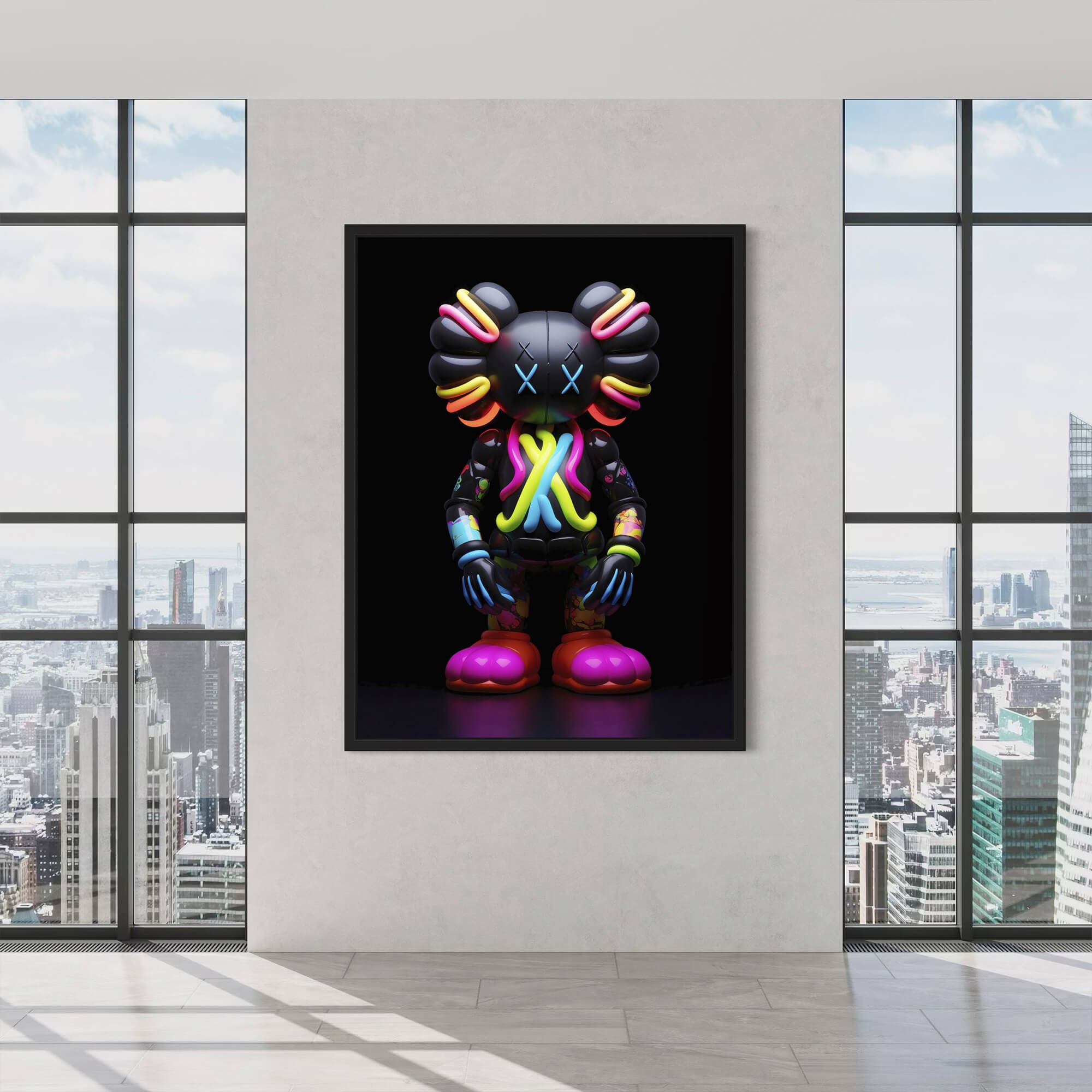 Neon Kaws №8 Canvas Print, Kaws Wall Art