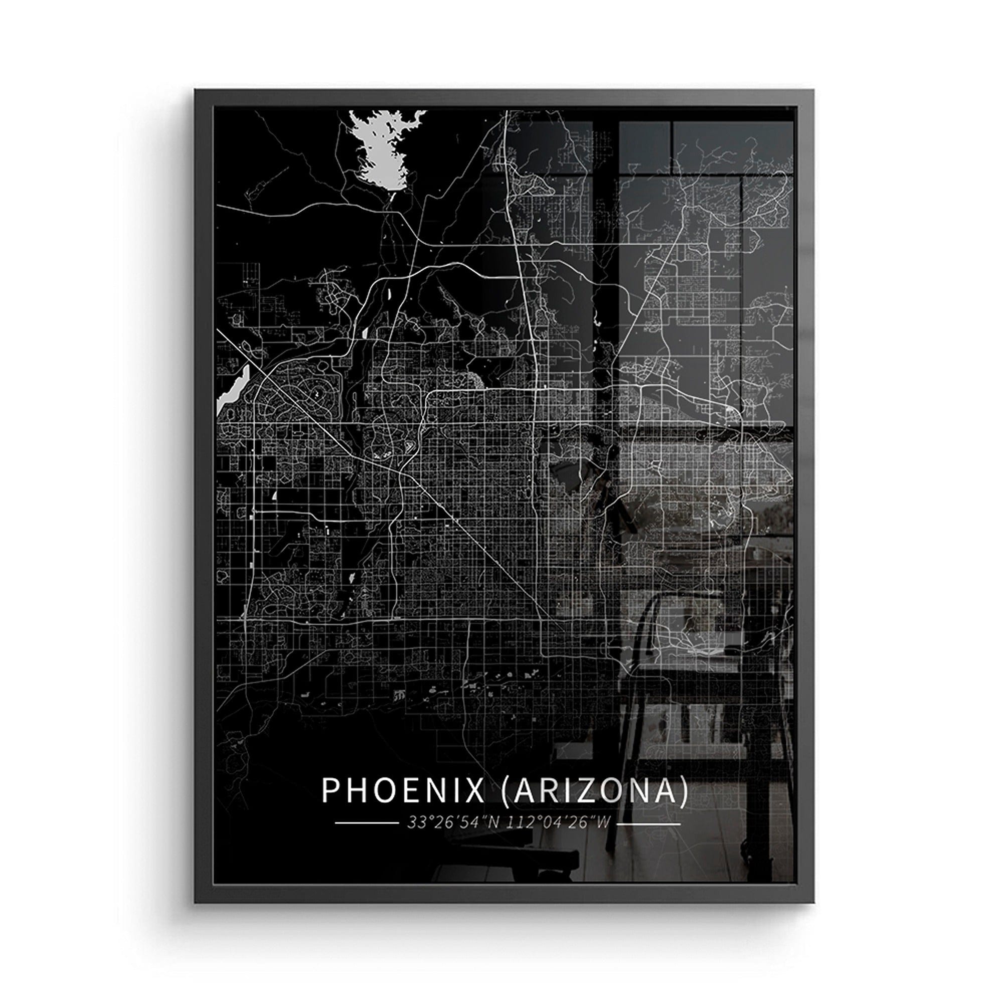 Phoenix (Arizona) City Map Canvas Print, Black & White Phoenix (Arizona ...