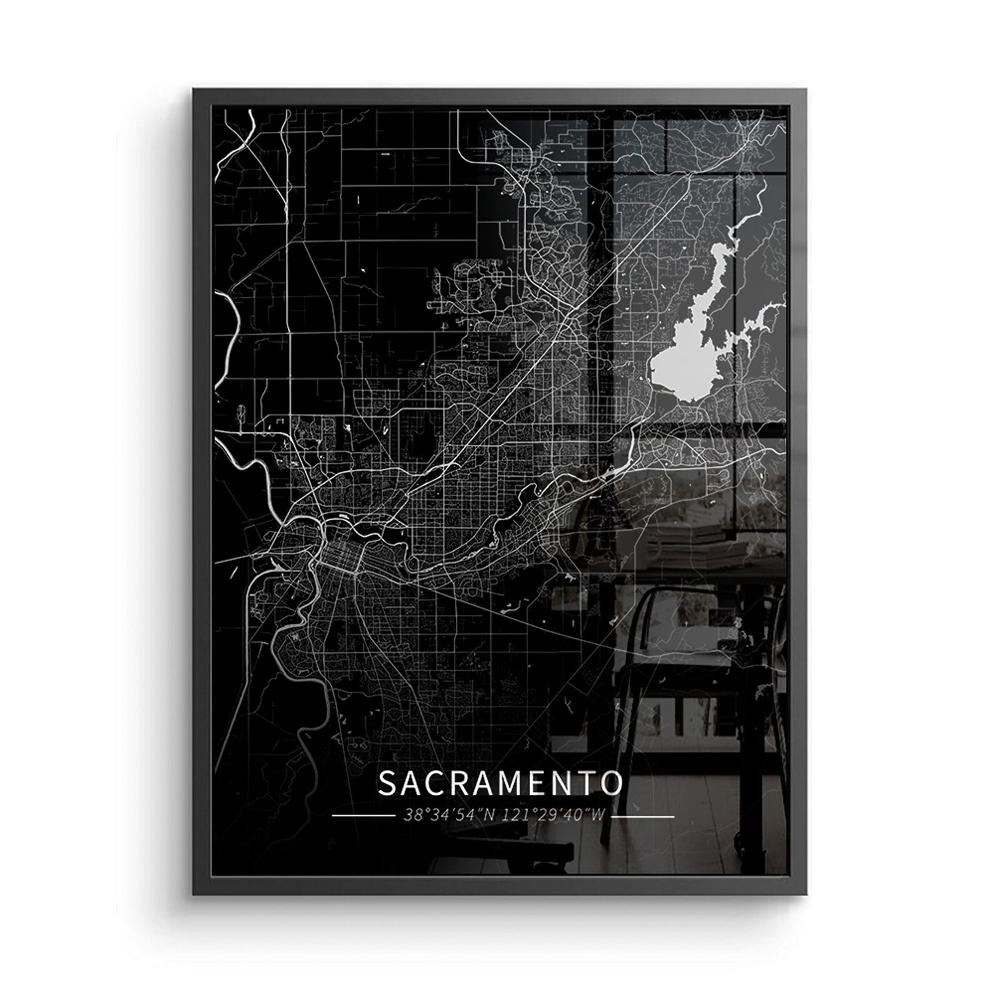 Sacramento City Map Canvas Print, Framed Wall Art Poster