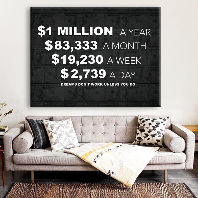 Motivational Wall Art - Target 1 Million | Canvas4Walls