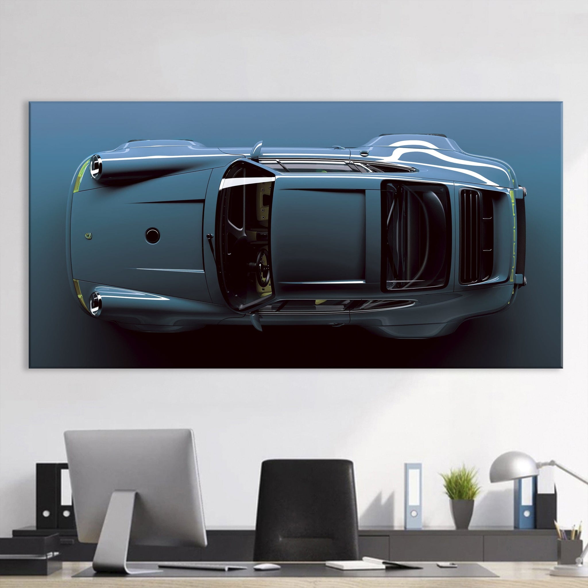 Blue Porsche 911 Poster - Framed Canvas Wall Art Print | Canvas4Walls