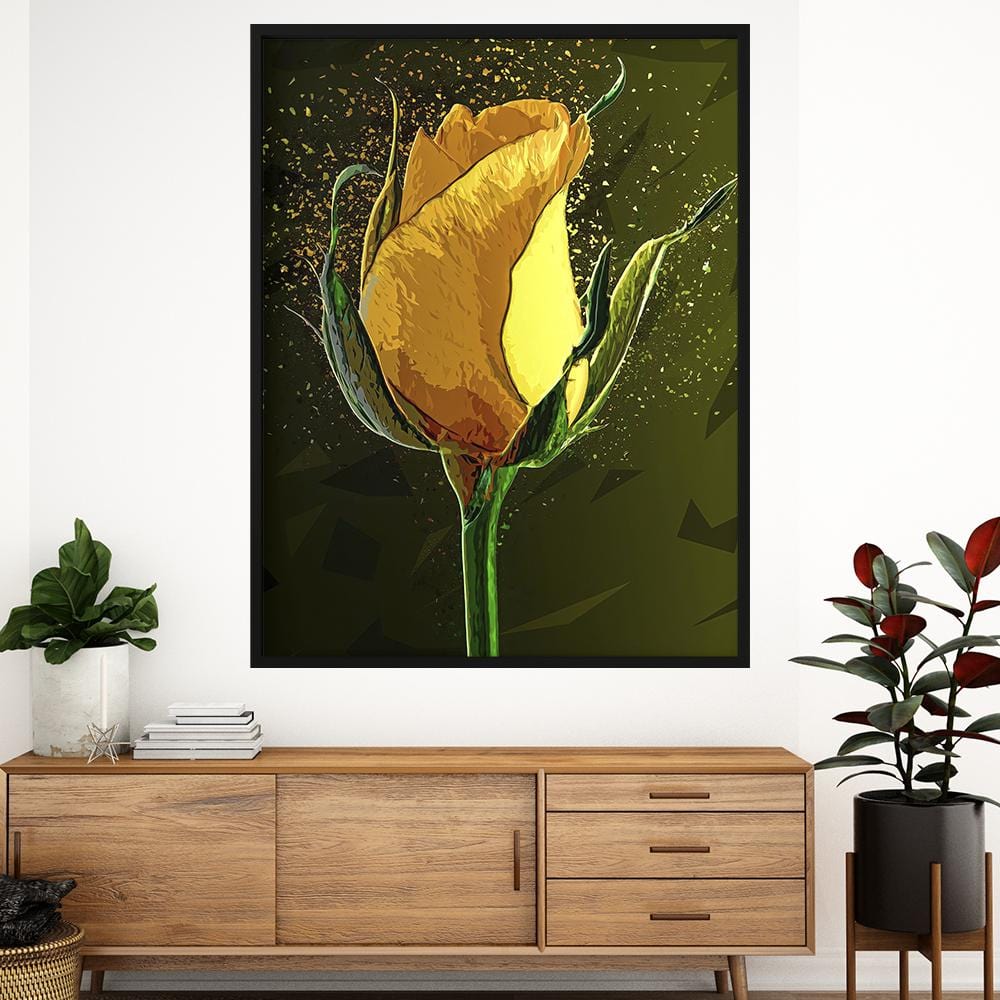 Colorful Yellow Rose Art | Flowers Canvas Wall Art Print | Canvas4wall
