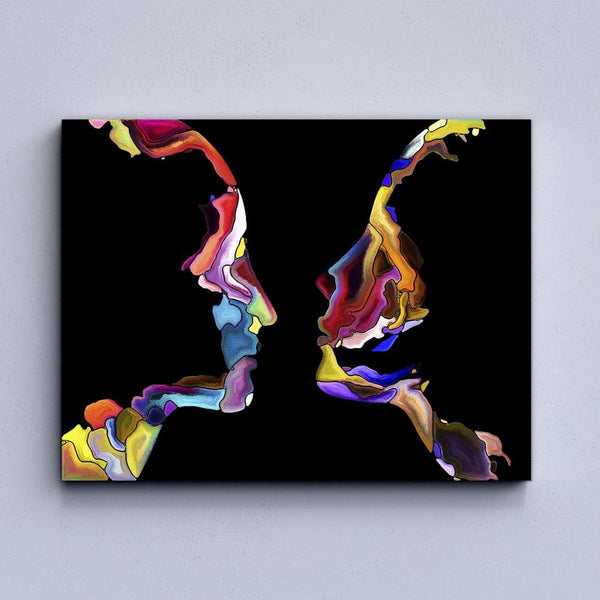 Colorful Human Face Shapes Canvas Wall Art Print | Canvas4wall ...
