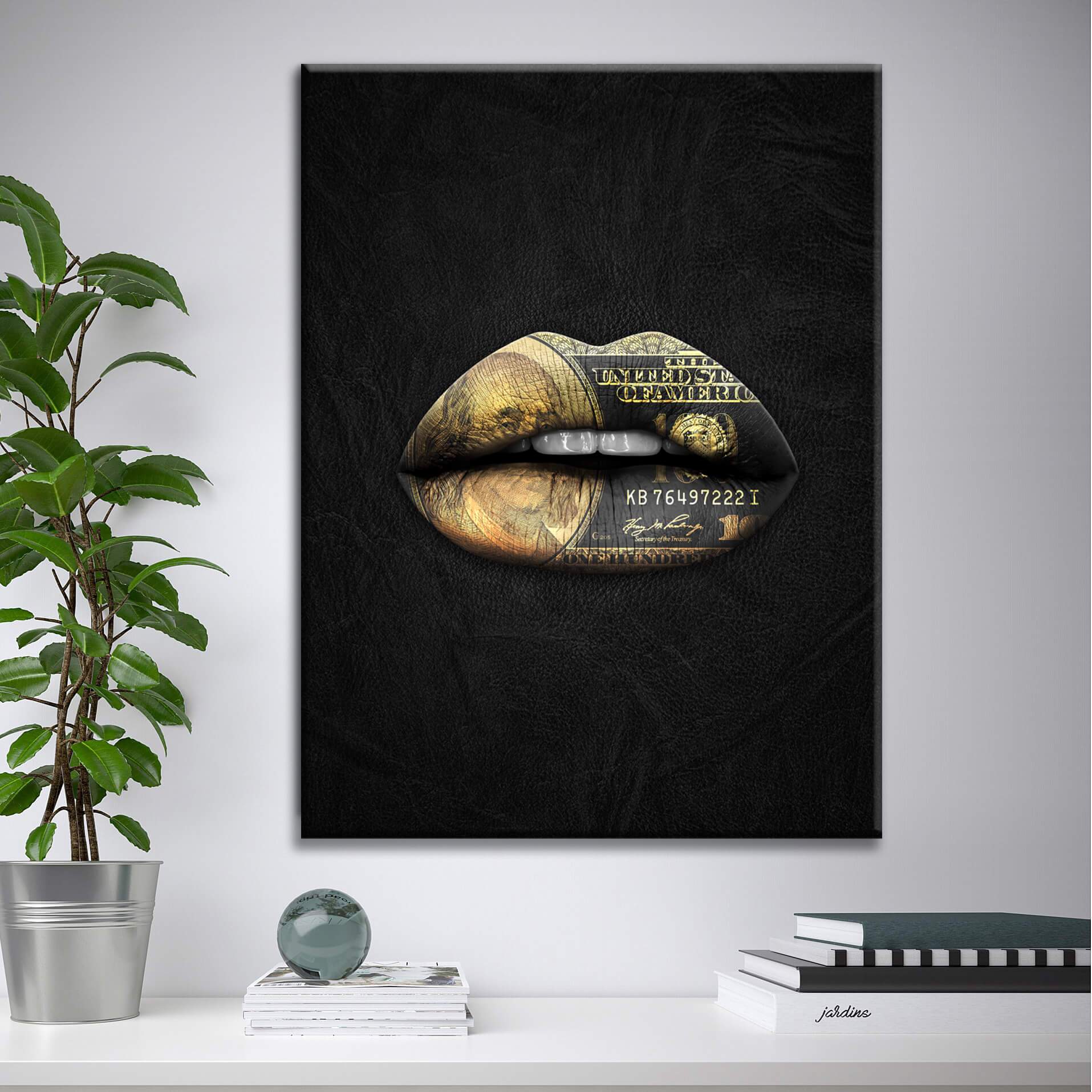 Lips Wall Art - Golden Lips | Canvas4Walls