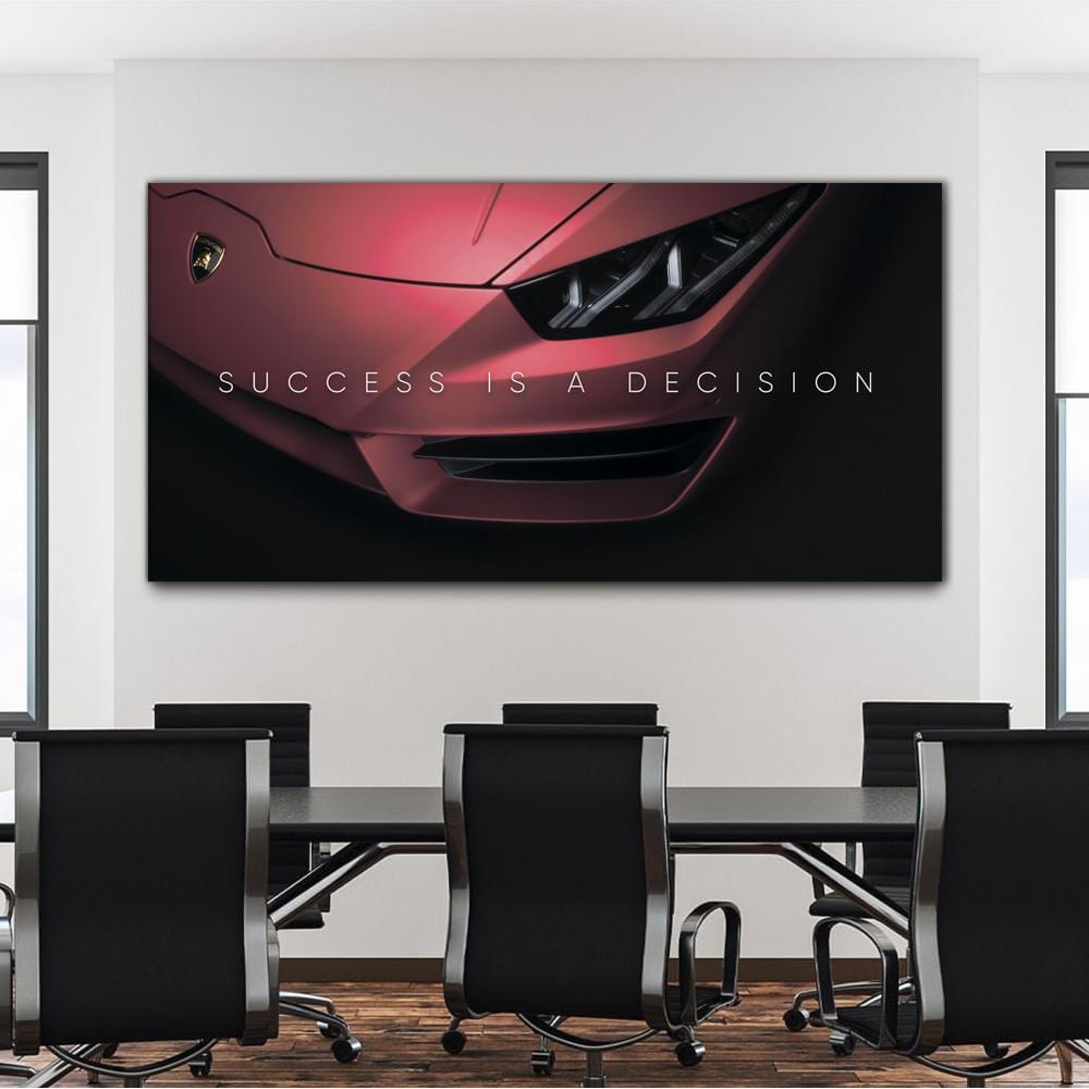 Lamborghini Poster Success Is A Decision Framed Canvas Wall Art