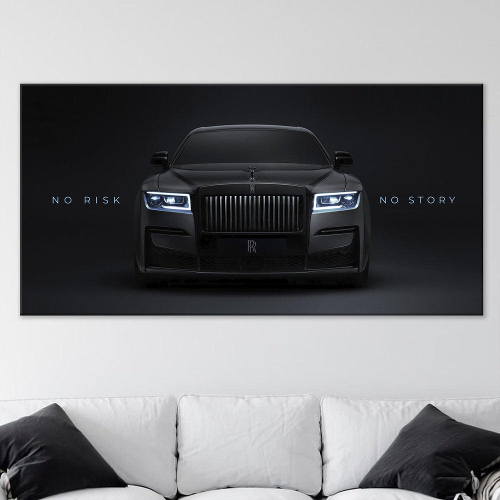 Motivational Poster Rolls-Royce No Risk No Story Canvas Wall Art