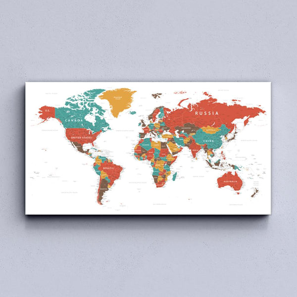 World Map Wall Art | Political Map Canvas Print | Canvas4wall – C4